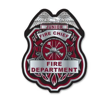 Burgundy and Silver Jr Fire Chief Sticker Badge