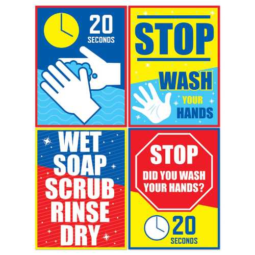Stop Scrub Your Hands Paper Wall Signs